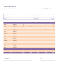Printable 2-Week Timesheet Template