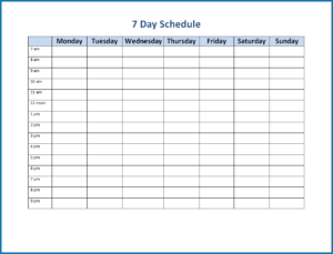 Printable 7-Day Schedule Template