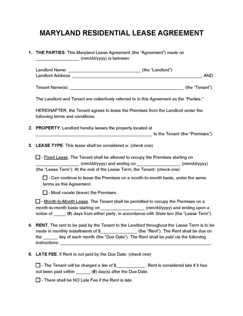 Apartment Lease Agreement Template