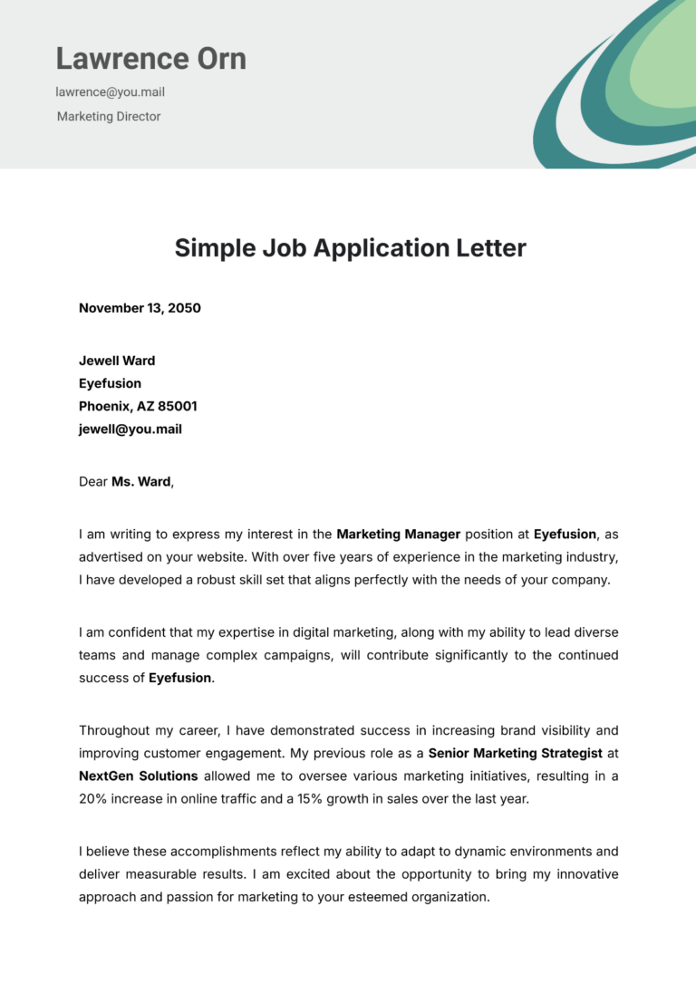 Application Letter Template (Word)