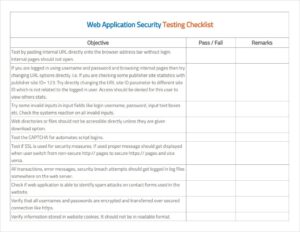 Application Security Checklist Template
