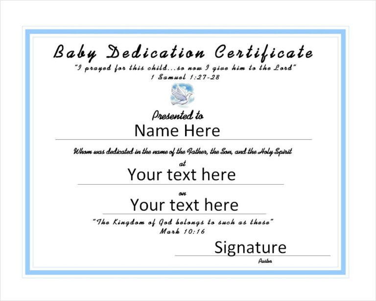 Baby Dedication Certificate Template