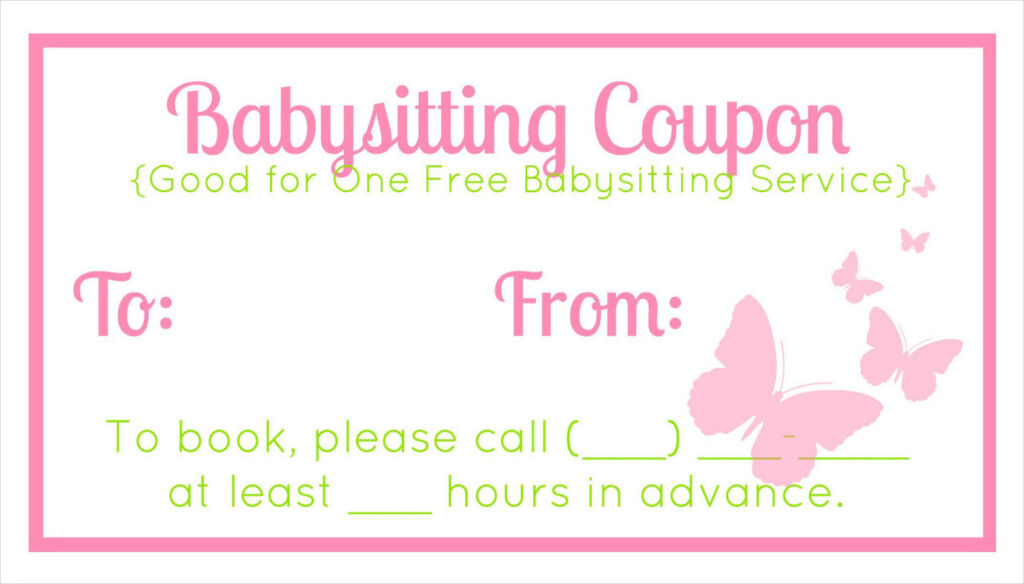 Printable Babysitting Coupon Template