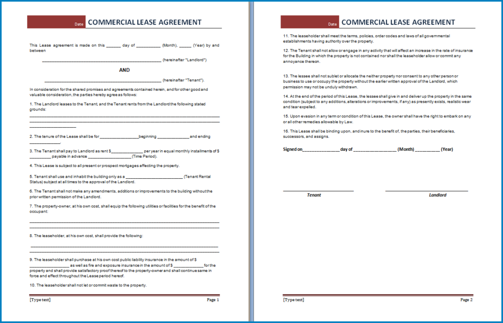 Basic Lease Agreement Template (Word)