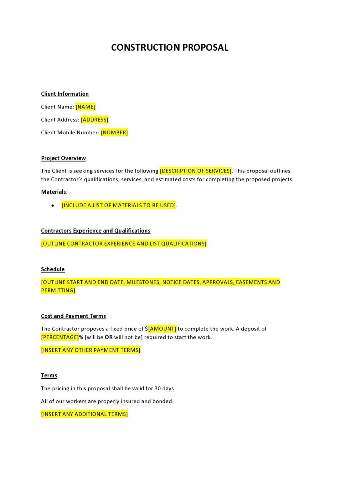 Bid Proposal Template (Word)