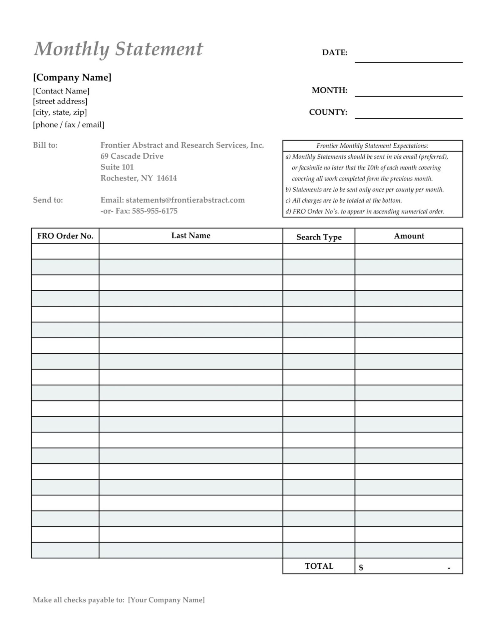 Billing Statement Template (Word)
