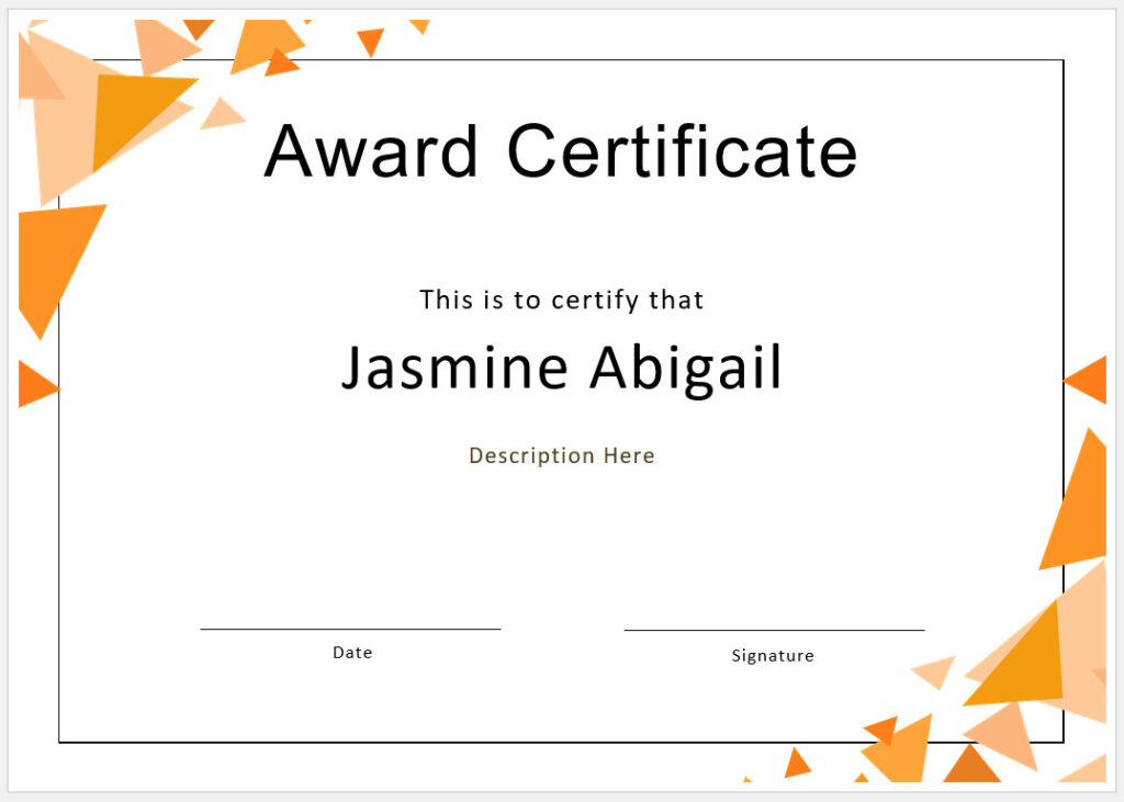 Printable Blank Award Certificate Template