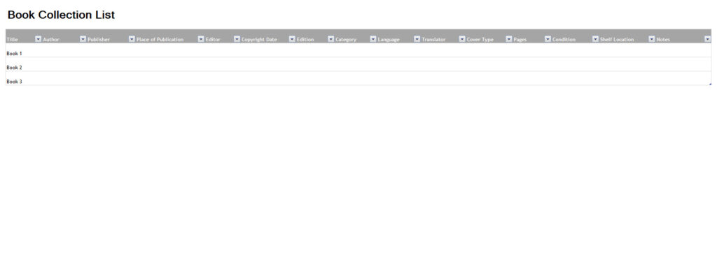 Free Printable Book Inventory List Template