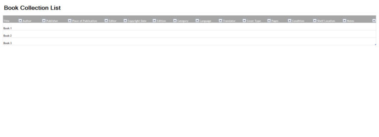 Free Printable Book Inventory List Template