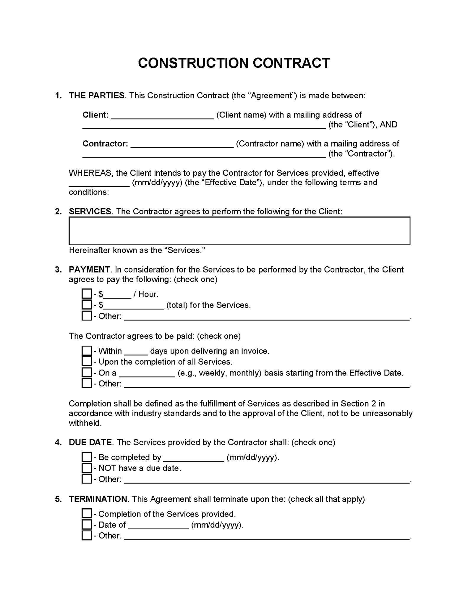 Editable Building Contract Template (Word)