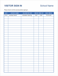 Building Visitor Sign-in Sheet Template