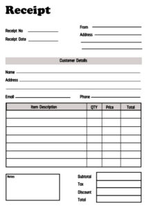 Free Printable Business Receipt Template