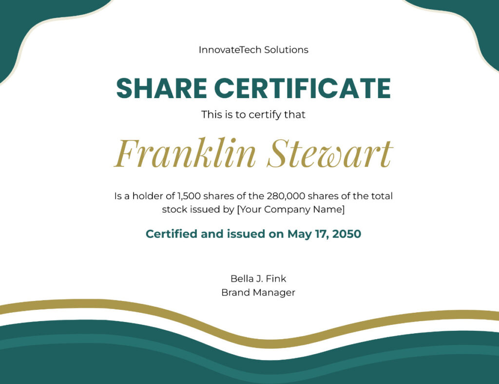 Business Share Certificate Template (Word)