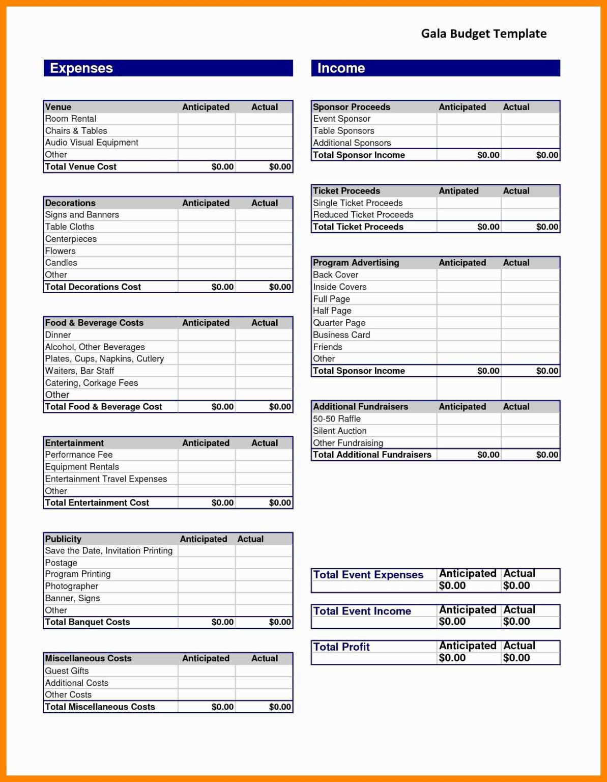 Business Start-up Cost Calculation Worksheet Template
