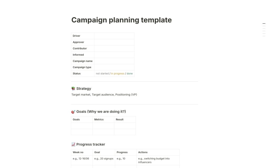 Campaign Planning Template (Excel)