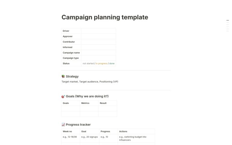 Campaign Planning Template (Excel)