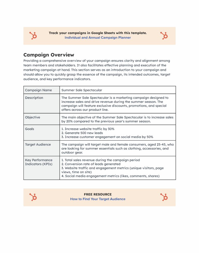 Campaign Planning Template (Excel)