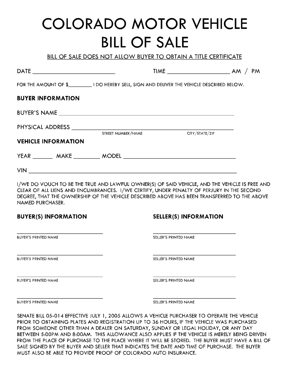 Customizable Car Bill of Sale Template (Word)