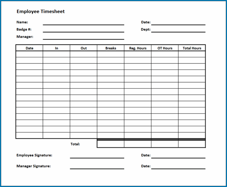 Caregiver Timesheet Template (Excel)