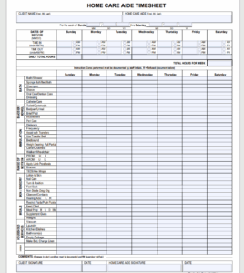 Caregiver Timesheet Template (Excel)
