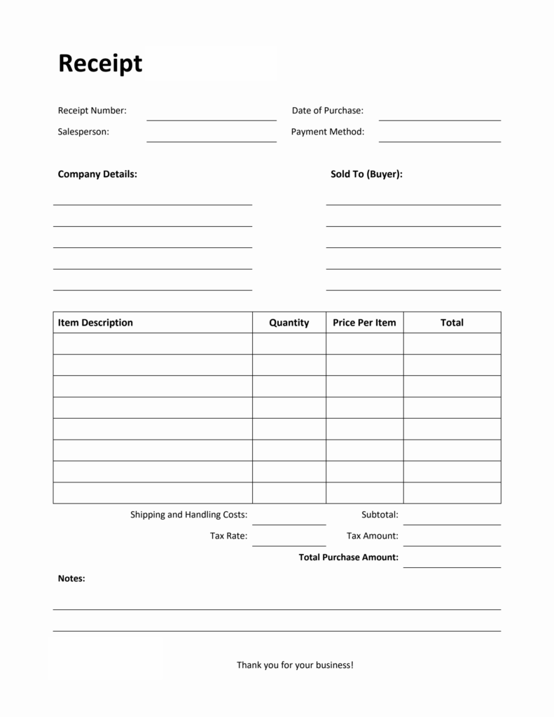Free Printable Cash Bill Template