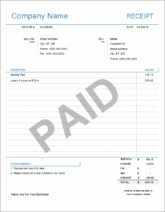 Free Printable Cash Bill Template