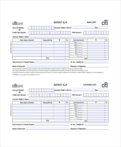 Cash Deposit Ticket Template (Excel)