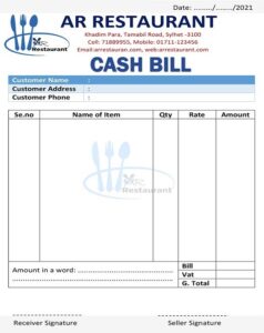 Printable Cash Memo Format Template