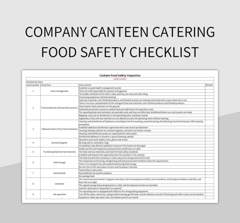 Free Printable Catering Checklist Template