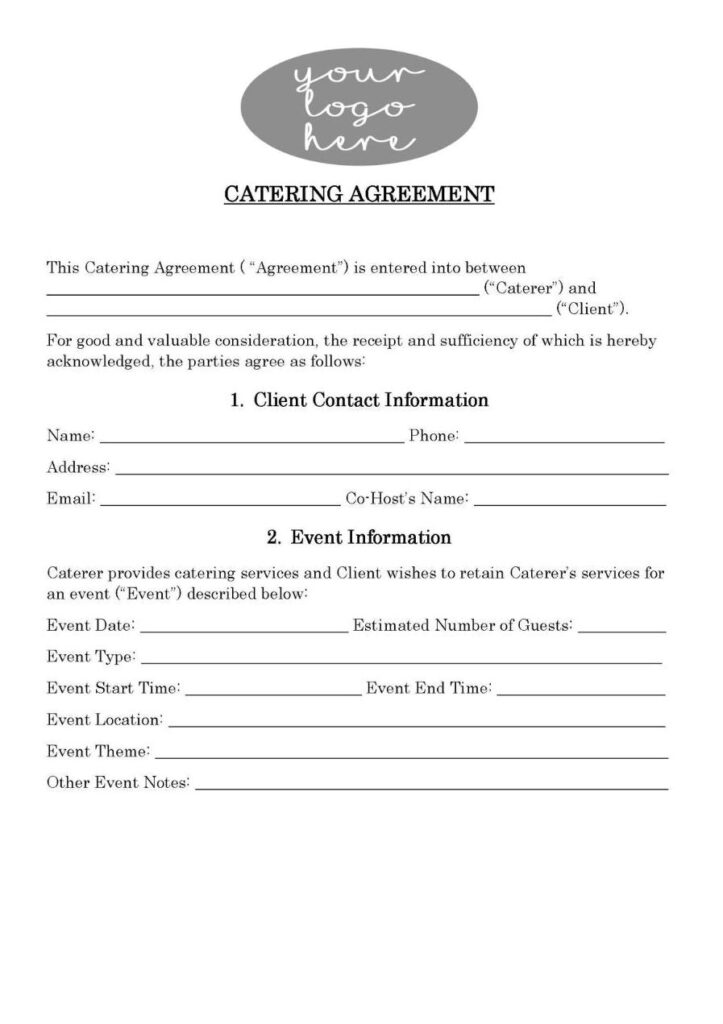 Customizable Catering Contract Template (Word)