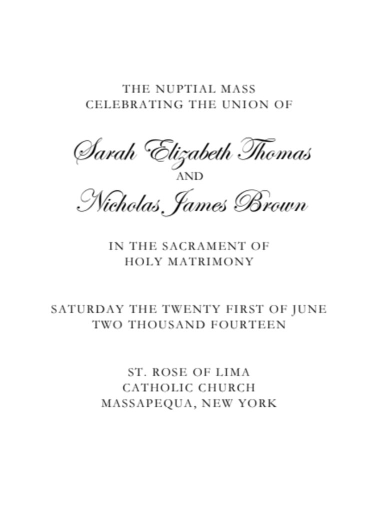 Catholic Wedding Program Template (Word)