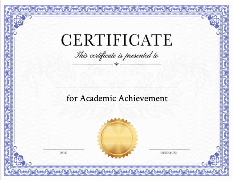 Printable Certificate of Accomplishment Template