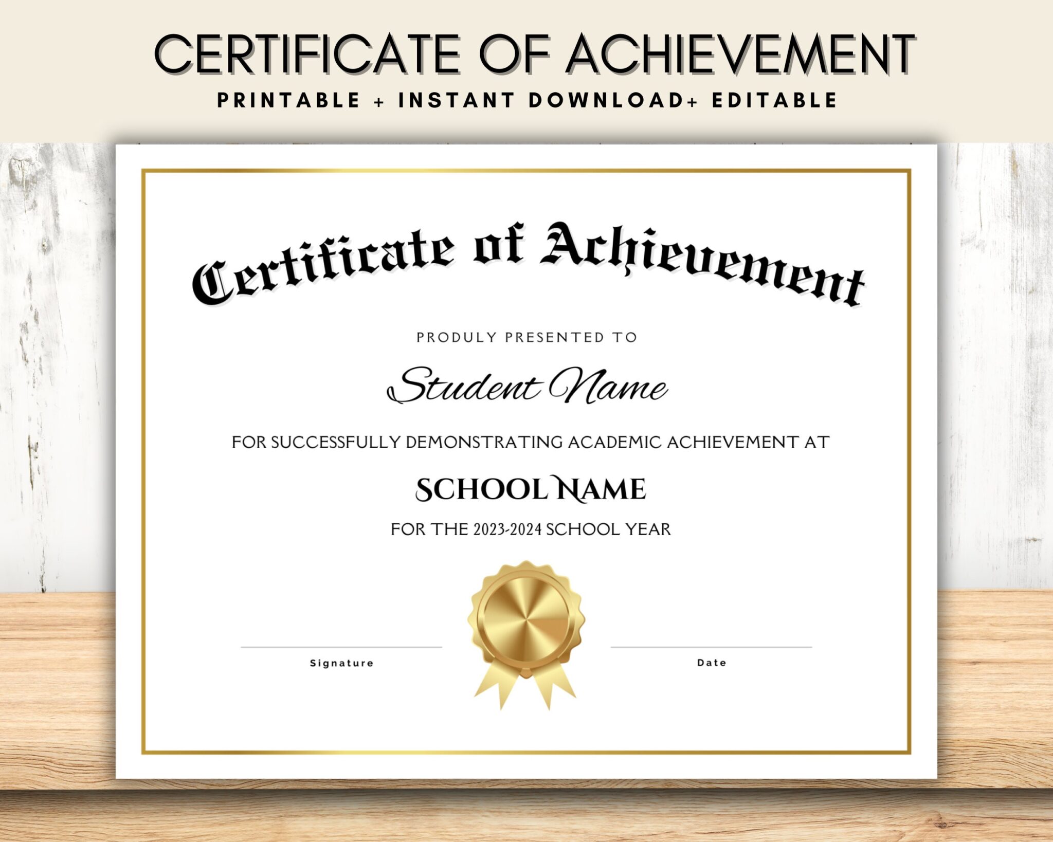 Printable Certificate of Accomplishment Template
