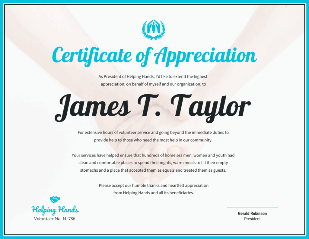 Printable Certificate of Appreciation Template