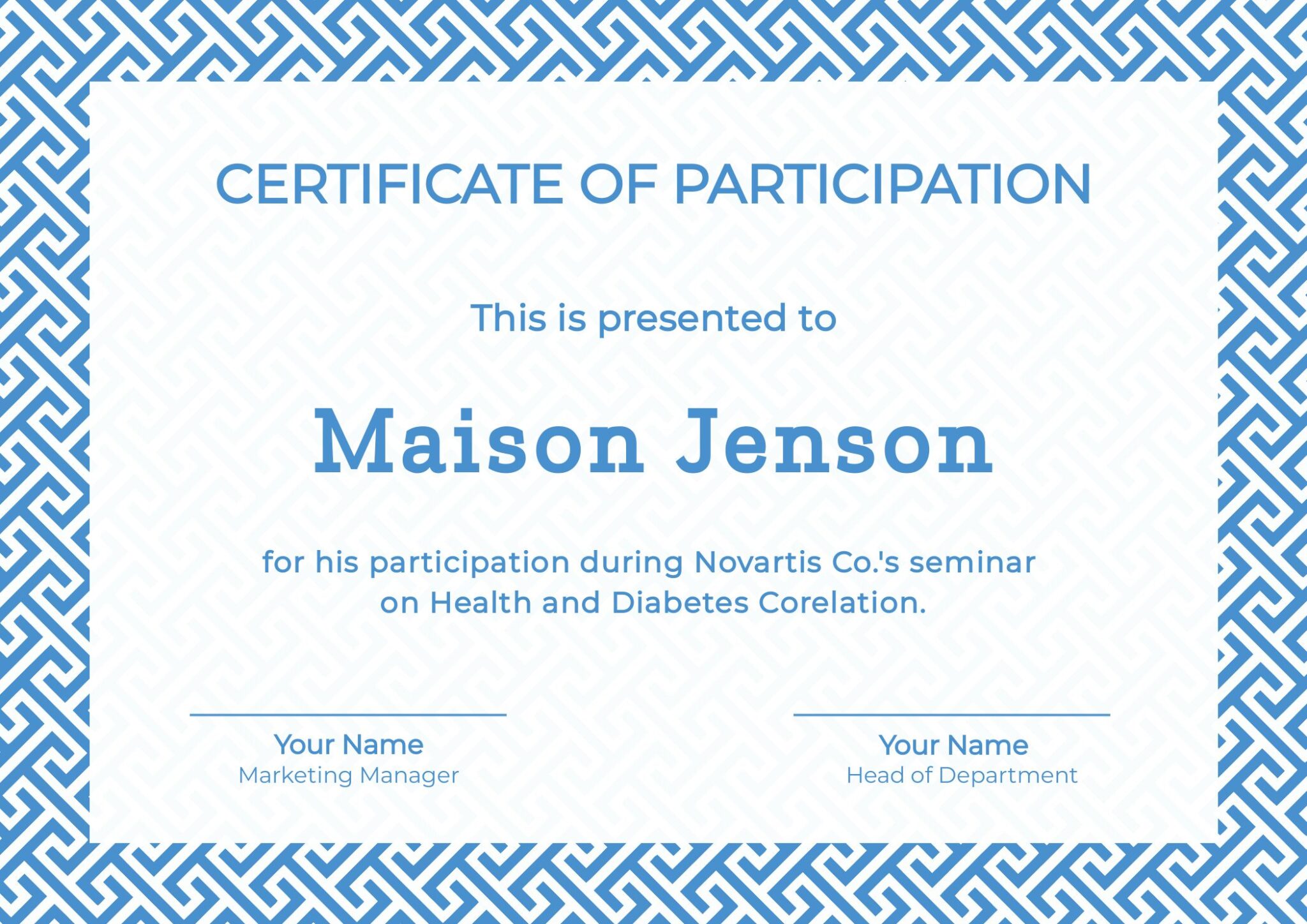 Certificate of Participation Template