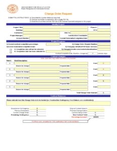 Free Printable Change Order Template