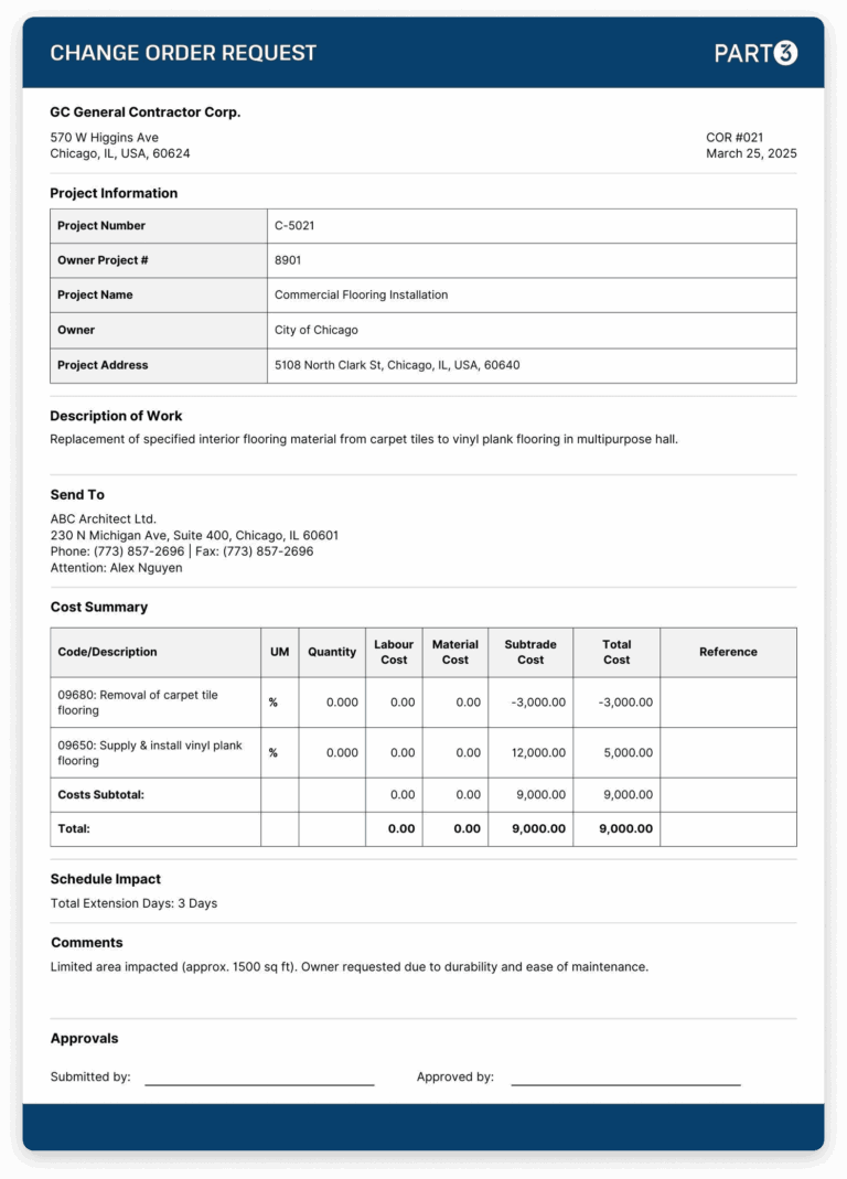 Free Printable Change Order Template