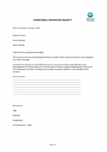 Charitable Contributions Receipt Template