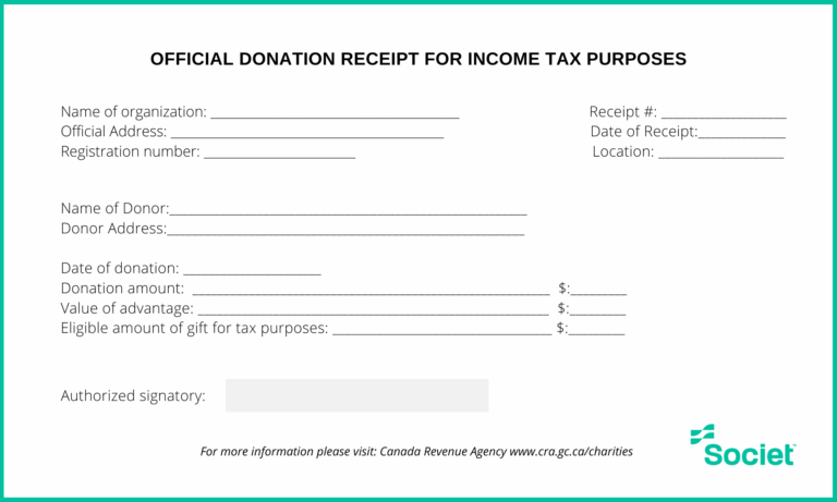 Charitable Contributions Receipt Template