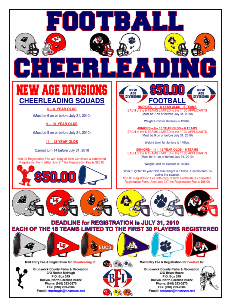 Cheerleader Sign-up Sheet Template