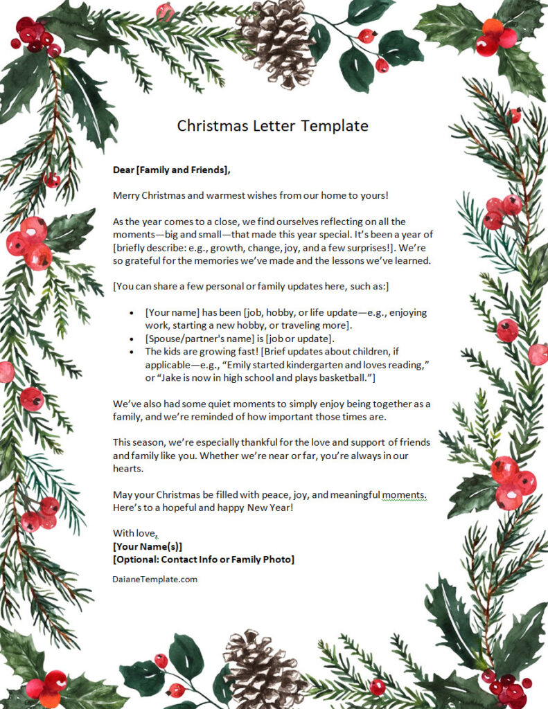 Free Editable Christmas Letter Template (Word)