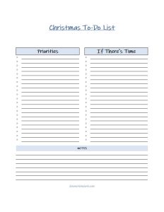 Free Printable Christmas To-do List Template