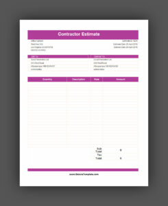 Free Printable Contractor Estimate Template