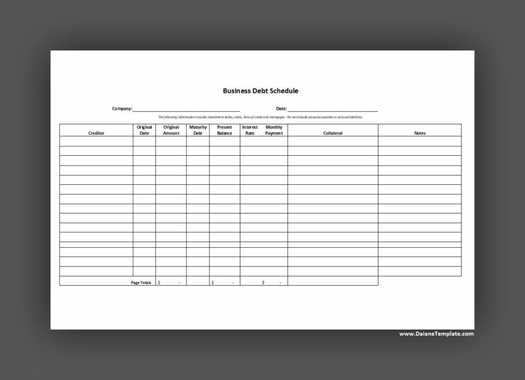 Free Customizable Debt Schedule Template