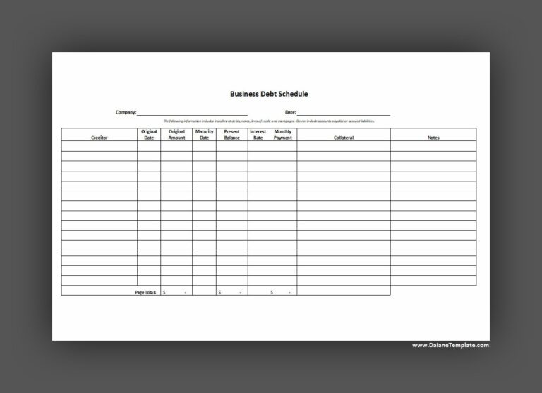Free Customizable Debt Schedule Template