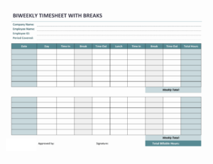 Printable 2-Week Timesheet Template