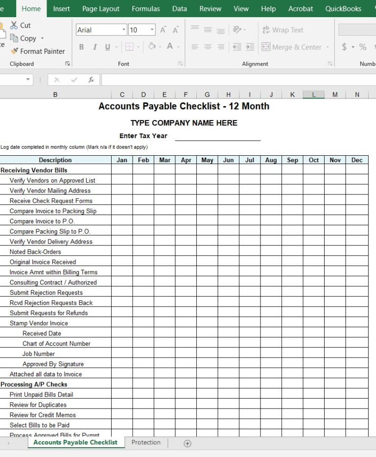 Accounts Payable Checklist Template