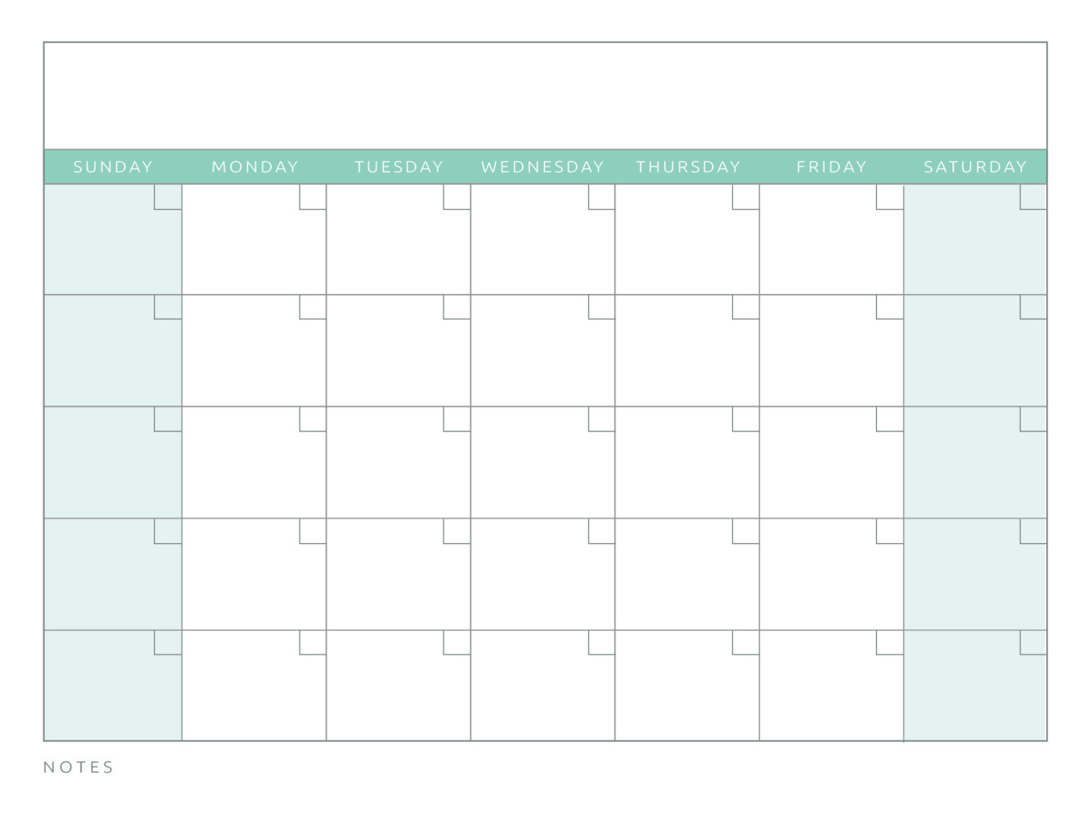 Free Printable Blank Monthly Calendar Template