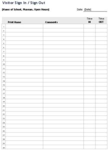 Building Visitor Sign-in Sheet Template