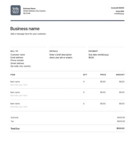 Free Printable Business Invoice Template